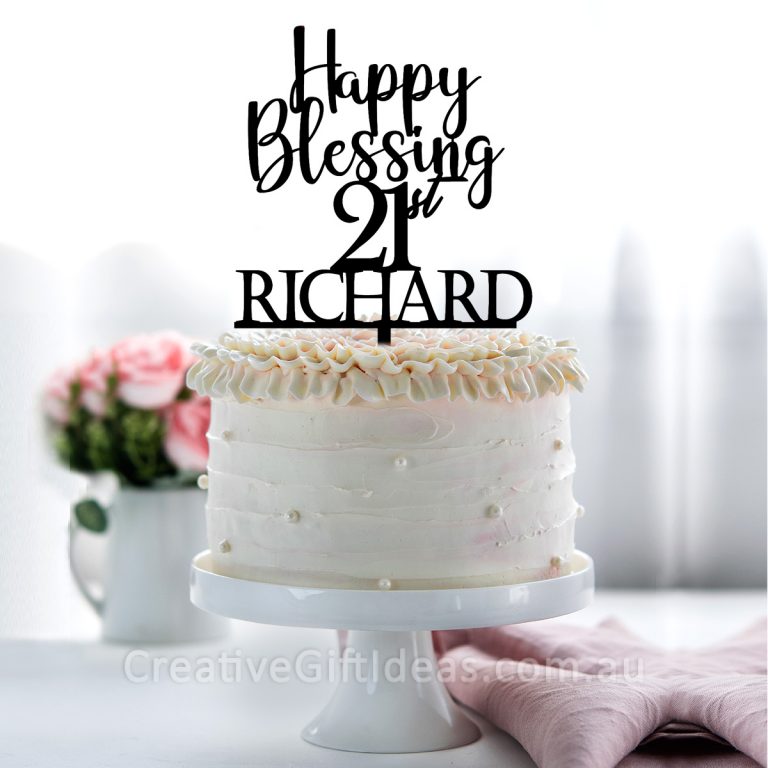 Personalised Happy Blessing with Year & Name Cake Topper - CGI Australia